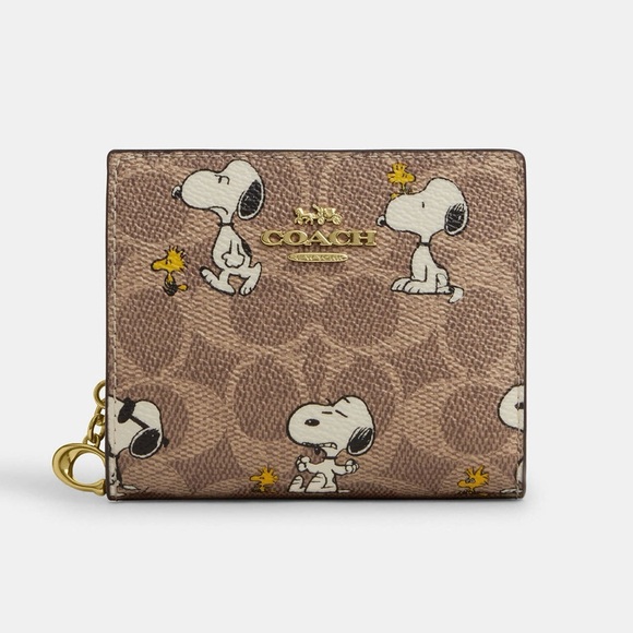 Coach | Bags | Coach X Peanuts Snap Wallet In Signature Canvas With ...